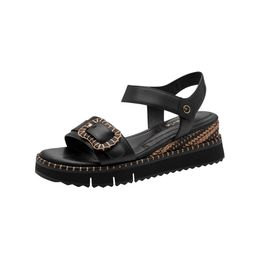 Keilsandalette Tamaris "Tamaris Sandalen Leder", Damen, Gr. 37, schwarz, Leder, Schuhe
