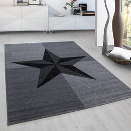 Teppich Ayyildiz Teppiche "Plus 8002" Gr. 2, grau, B:80cm H:6mm L:150cm, Kunstfaser, Teppiche, Teppich, L&auml;ufer, Flachflor, Stern, robust, Webteppich, alle R&auml;ume