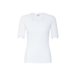 T-Shirt oxmo "T-Shirt OXNSuna Lace", Damen, Gr. L, wei&szlig; (blanc de blanc), Obermaterial: 47% Baumwolle CO. 47% Modal CMD. 6% Elasthan EL., Shirts T-Shirt