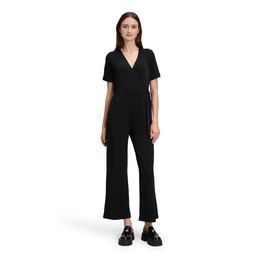 Overall Cartoon "Damen mit Bindeg&uuml;rtel", Damen, Gr. 34, Normalgr&ouml;&szlig;en, schwarz, Obermaterial: 95% Polyester, 05% Elasthan, loose fit, V-Ausschnitt, Overalls Overall, Design