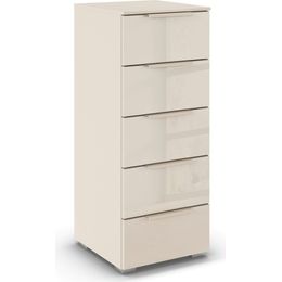 Schubkastenkommode Rauch "Highboard Sideboard Kommode MONTCLAR Frontauswahl Dekor/Hochglanz/Glas", beige, glas beige, griffe beige (champagner), B:40cm H:100cm T:42cm, Holzwerkstoff, Sideboards, mit 5 ger&auml;umigen Schubladen, viele Griffvarianten MADE IN GERMANY