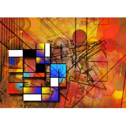 Fototapete papermoon "MODERNE KUNST-ABSTRAKT MALEREI 3D GEOMETRISCH ART", bunt, B:4m L:2,6m, Vlies, Tapeten
