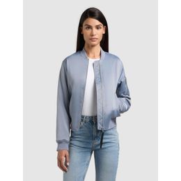 Blouson Khujo "BETH", Damen, Gr. S, misty blau, 97% Polyester, 3% Elasthan, gl&auml;nzend, slim fit h&uuml;ftlang, eingesetzt Rippstrickb&uuml;ndchen, Jacken Blouson
