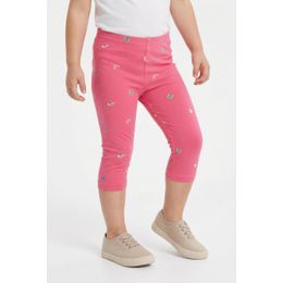 Caprileggings Blue Seven, M&auml;dchen, Gr. 128, N-Gr, pink, Jersey, Obermaterial: 95% Baumwolle, 5% Elasthan, bedruckt, Basic 3/4-L&auml;nge, Hosen