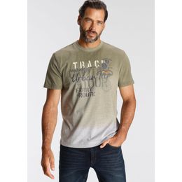 MAN'S WORLD T-Shirt MAN'S WORLD, Herren, Gr. XXL (60/62), gr&uuml;n (hellgrau melange, oliv), Single Jersey, Obermaterial: 95% Baumwolle, 5% Viskose, bedruckt, meliert, regular fit, Rundhals, Shirts T-Shirt, Kurzarm, Regular Fit, bedrucktes Design, Rundhalsausschnitt
