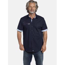 Kurzarmhemd Jan Vanderstorm "Hemd FYNNJARD", Herren, Gr. 6XL, weit, blau (dunkelblau), Obermaterial: 100% Baumwolle CO., unifarben, Hemden