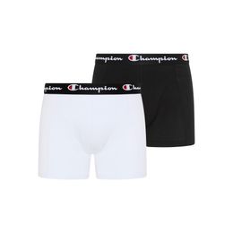 Boxershorts Champion "2 pk Boxer", Herren, Gr. L, 2 Stk., wht, nbk, Jersey, Obermaterial: 95% Baumwolle, 5% Elasthan, kontrastfarbene Details, unifarben, figurbetont, Unterhosen, Figurbetonte Passform, elastisches Material, Doppelpack
