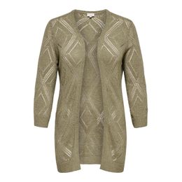 Strickjacke Only CARMAKOMA "CARPAMELA 4/5 OPEN CARDIGAN KNT", Herren, Gr. M, silber sage, Strick, Obermaterial: 55% Polyacryl, 45% Nylon, unifarben, V-Ausschnitt, Strickjacken Strickjacke