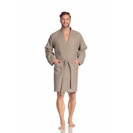 Unisex-Bademantel Vossen "Rom, ideal f&uuml;r Sauna & Spa, Hotelbademantel, Morgenmantel" Gr. L, taupe, L:100cm, Waffelpiqu&eacute;, Hausm&auml;ntel, f&uuml;r Damen & Herren, Waffelpiqu&eacute;-Struktur, in leichter Qualit&auml;t