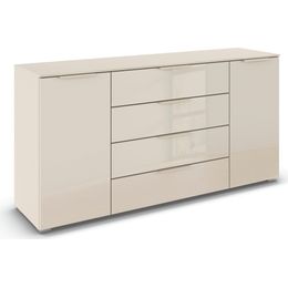 Kombikommode Rauch "Sideboard Schubkommode Kommode MONTCLAR Front Dekor/Hochglanz/Glas", beige, glas beige, griffe beige (champagner), B:160cm H:81cm T:42cm, Holzwerkstoff, Sideboards, Kombikommode, 2-t&uuml;rig, 4 ger&auml;umige Schubladen, viele Griffvarianten MADE IN GERMANY