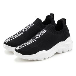 Sneaker French Connection "Slipper, Halbschuh, Freizeitschuh, Slip-On-Sneaker", Damen, Gr. 38, schwarz, Obermaterial: 100% Textilmaterial. Decksohle: 100% Textilmaterial. Futter: 100% Textilmaterial. Laufsohle: 100% Synthetik, unifarben mit Farbeinsatz, Schuhe Sneaker, zum Reinschl&uuml;pfen VEGAN