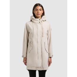 Kurzmantel Khujo "FREYA", Damen, Gr. M, greige, Twill, 100% Baumwolle, unifarben, regular fit ca. Mitte Oberschenkel, eingesetzt Manschette verstellbar, M&auml;ntel Kurzmantel