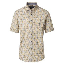 Kurzarmhemd Casamoda "Casamoda Freizeithemd Kurzarm Print", Herren, Gr. XL, Normalgr&ouml;&szlig;en, gelb, 100% Baumwolle, bedruckt, l&auml;ssig geschnitten, Hemden