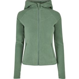 Sweatjacke Urban Classics "Urban Classics Damen Ladies Polar Fleece Zip Hoody", Damen, Gr. L, salvia, 100% Polyester, unifarben, Sweatjacken Sweatjacke