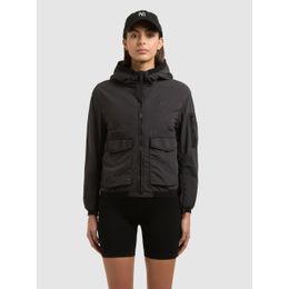 Blouson Khujo "VONA", Damen, Gr. M, schwarz, Web, 100% Nylon, Crinkleoptik, regular fit, eingesetzt angesetztes B&uuml;ndchen, Jacken Blouson