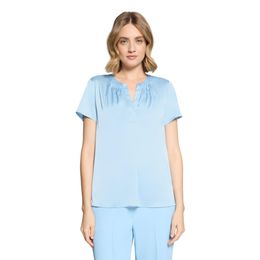 Satinbluse Betty Barclay "Damen kurzarm", Damen, Gr. 44, powder blau, Obermaterial: 97% Polyester, 3% Elasthan, l&auml;ssig geschnitten normal, V-Ausschnitt, Blusen