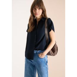 Hemdbluse Cecil, Damen, Gr. XL (44), universal blau, Stoff, 100% Viskose, unifarben, klassisch normal, V-Ausschnitt, B&uuml;ndchen, Blusen Hemdbluse, im Basic-Style