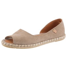 Espadrille VERBENAS "CRUZ SERRAJE", Damen, Gr. 38, beige, Veloursleder, unifarben, Schuhe Espadrille, Sommerschuh, Flat, Slipper, Ballerina in asymmetrischem Look
