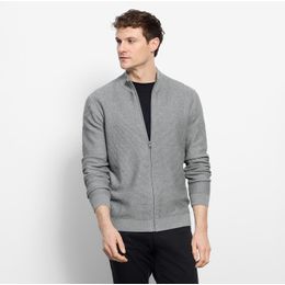 Strickjacke OLYMP "OLYMP Strick Casual", Herren, Gr. XXL, grau, Obermaterial: 100% Baumwolle, Strickjacken Strickjacke