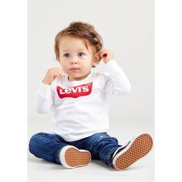 Langarmshirt LEVI'S KIDS "BATWING TEE", Jungen, Gr. 18M (86), wei&szlig;, Single Jersey, Obermaterial: 100% Baumwolle, bedruckt, Basic schmal h&uuml;ftlang, Rundhals, Rippb&uuml;ndchen, Shirts Langarmshirt, UNISEX