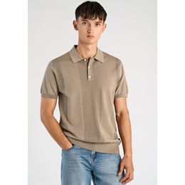 Kurzarmpullover Junk De Luxe "Poloshirt Relaxed Fit", Herren, Gr. L, sand, Obermaterial: 55% Polyester, 45% Viskose, Pullover