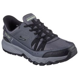 Slip-On Sneaker Skechers "DYNAMITE AT", Herren, Gr. 42, grau (grau, schwarz), Leder, Synthetik, Schuhe, Trekkingschuh, Freizeitschuh mit robuster Laufsohle