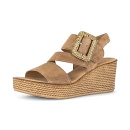 Keilsandalette Gabor, Damen, Gr. 37, nussbraun, Ziegenveloursleder, unifarben, Schuhe, Sommerschuh, Riemchensandale mit auff&auml;lliger Zierschnalle