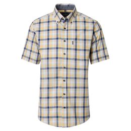 Kurzarmhemd Casamoda "Casamoda Freizeithemd Kurzarm kariert", Herren, Gr. 3XL, Normalgr&ouml;&szlig;en, gelb, 100% Baumwolle, kariert, l&auml;ssig geschnitten, Hemden