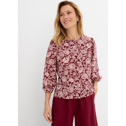 bonprix Bluse mit Puff&auml;rmeln, rot, Gr.52, Mit 3/4-&Auml;rmeln