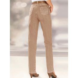 5-Pocket-Jeans Casual Looks, Damen, Gr. 18, Kurzgr&ouml;&szlig;en, braun (camel), 98% Baumwolle, 2% Elasthan, unifarben, lang, Jeans 5-Pocket-Jeans, Topseller