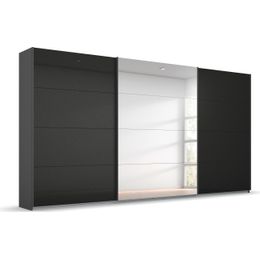 Schwebet&uuml;renschrank Rauch "Kleiderschrank Schrank Garderobe W&auml;scheschrank Ankleide OTELI", grau (graumetallic, effektgrau hochglanz), B:360cm H:229cm T:68cm, Holzwerkstoff, Schr&auml;nke, Schwebet&uuml;renschrank, mit Spiegel, schlichte Dekor- oder Hochglanz-Front MADE IN GERMANY