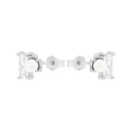 Paar Ohrstecker Amor "Schmuck Geschenk, Perle", silberfarben, wei&szlig;, wei&szlig;, Ohrringe, Damen, 3mm, Silber 925 (Sterlingsilber), mit Zirkonia (synth.) - mit Glasperle