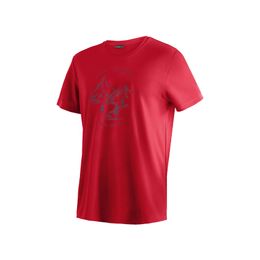 T-Shirt Maier Sports "Dieter Print", Herren, Gr. 4XL, rot, 100% Polyester, Rundhals, Shirts T-Shirt, Herren Kurzarmshirt, leichtes Sommer Funktionsshirt, Rundhals, Reg Fit