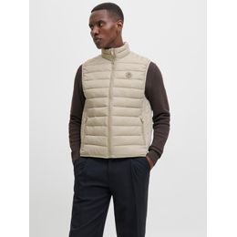 Jack & Jones Steppweste JACK & JONES "JJEBRADLEY LIGHT BODYWARMER COLLAR NOOS", Herren, Gr. XS, crockery, Web, Obermaterial: 100% Nylon, unifarben, regular fit taillenbedeckt, Westen Steppweste