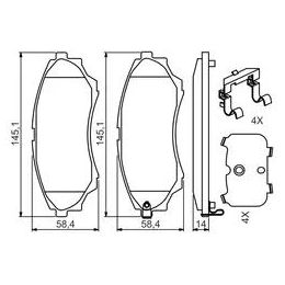 Bosch Bremsbelagsatz, Scheibenbremse 0 986 494 587 vorne rechts links mit Feder f&uuml;r MAZDA FORD MASERATI 1891191 UMY43328Z UMY13328ZB