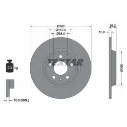 TEXTAR Bremsscheibe PRO 92282803 hinten rechts links voll 300mm f&uuml;r SKODA VW SEAT AUDI (FAW) 80A615601 L8WD615601 8WD615601