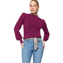 Strickpullover Zero "Damen mit Puff&auml;rmeln", Damen, Gr. 34, magenta lila, Obermaterial: 28% Polyester, 72% Viskose, unifarben, figurbetont normal, Rundhals, mit Bindeband, Pullover Strickpullover, Plain/ ohne Details