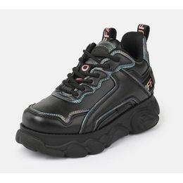 Buffalo Damen Plateausneaker "CLD Chai", Gr. 38schwarz, Lederimitat, kontrastfarbene Details, Schuhe, Chunky-Sneaker, Schn&uuml;rschuh, Halbschuh mit