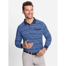 Poloshirt Hajo "Langarm-Poloshirt", Herren, Gr. 44/46, blau (marine, meliert), 62% Baumwolle, 38% Polyester, gemustert, unifarben, Shirts