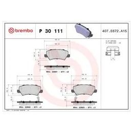 Brembo Bremsbelagsatz, Scheibenbremse P 30 111 hinten rechts links mit Zubeh&ouml;r f&uuml;r KIA 58302G6A10 58302G6A00 58302G6A01