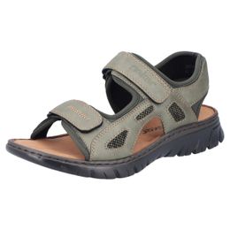 Sandale Rieker, Herren, Gr. 43, gr&uuml;n (oliv), Lederimitat, Textil, Schuhe Sandale, Sommerschuh, Klettschuh, Outdoorsandale, in Trekking-Optik
