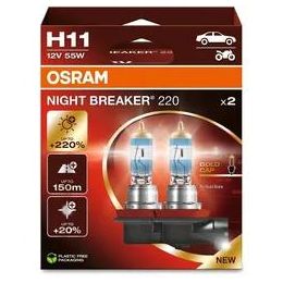 Osram NIGHT BREAKER&reg; 220 H11 64211NB220-2HB Gl&uuml;hlampe, Fernscheinwerfer,Gl&uuml;hlampe, Hauptscheinwerfer,Gl&uuml;hlampe, Nebelscheinwerfer,Gl&uuml;hlampe, Abbiegesc