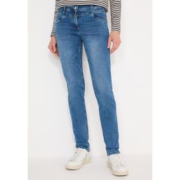 Comfort-fit-Jeans Cecil, Damen, Gr. 32, L&auml;nge 32, mid blau wash, Jeans, 83% Baumwolle, 15% Polyester, 2% Elasthan, unifarben, lang, Jeans, Middle Waist