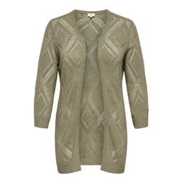 Strickjacke Only CARMAKOMA "CARPAMELA 4/5 OPEN CARDIGAN KNT", Herren, Gr. L, silber sage, Strick, Obermaterial: 55% Polyacryl, 45% Nylon, unifarben, V-Ausschnitt, Strickjacken Strickjacke