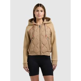 Steppjacke Khujo "MALAYA", Damen, Gr. L, schwarz camel, Web, 100% Nylon, unifarben, regular fit h&uuml;ftlang, Raglan&auml;rmel Rippb&uuml;ndchen, Jacken Steppjacke