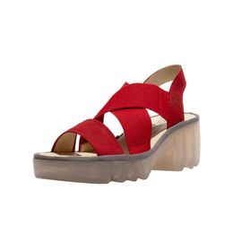 High-Heel-Stiefelette Fly London "Fly London Sandalen Leder", Damen, Gr. 39, rot, beige, Leder, Schuhe