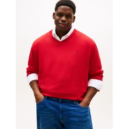 Tommy Hilfiger Big & Tall V-Ausschnitt-Pullover "BT-ESSENTIAL COTTON", Herren, Gr. 3XL, medium rot, Strick, Obermaterial: 100% Baumwolle, TOMMY HILFIGER BIG & TALL, normal normal, V-Ausschnitt, Rippb&uuml;ndchen, Pullover, Gro&szlig;e Gr&ouml;&szlig;en, normale Passform