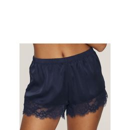 Panty Lascana "Alana", Damen, Gr. 36, blau (dunkelblau), Spitze, Obermaterial: 75% Seide, 17% Polyamid, 8% Elasthan, Unterhosen Panty, im edlen Shorty-Schnitt mit hohem Seidenanteil