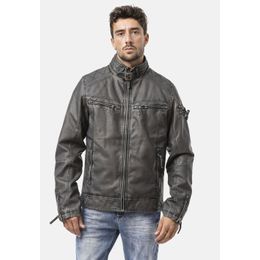 Cipo & Baxx Bikerjacke CIPO & BAXX "Winterjacke", Herren, Gr. L, anthrazit, Stoff, 65% Polyurethan, 25% Polyester, 10% Viskose, unifarben, regular fit normal, V-Ausschnitt, Jacken, im unifarbenen Look