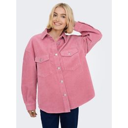 Hemdbluse Only "ONLTIGGY L/S CORD SHACKET PNT", Damen, Gr. XS, rosa (heather rose), Cord, Obermaterial: 100% Baumwolle, unifarben, oversize h&uuml;ftbedeckend, Blusen Hemdbluse, Baumwolle, oversize